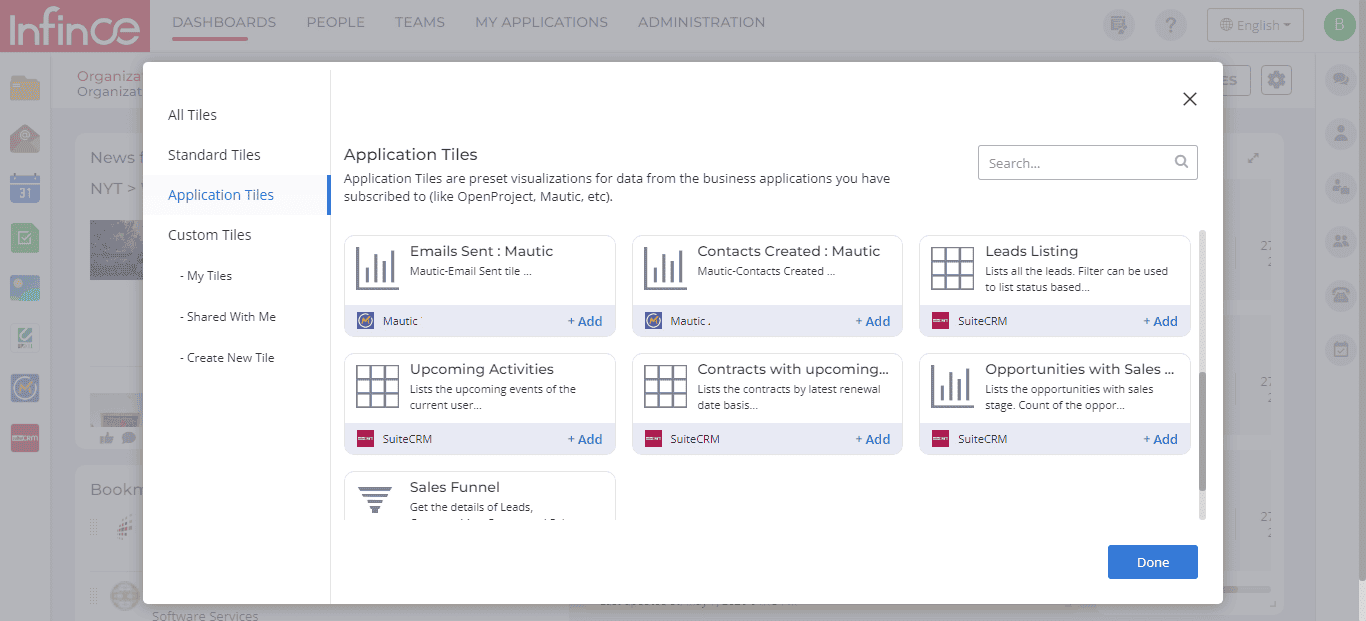Application Tiles - InfinCE