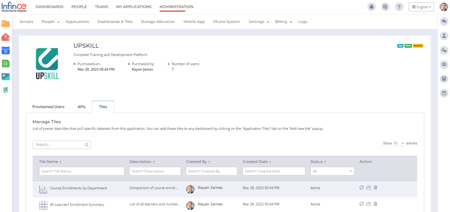 Application Tiles - InfinCE