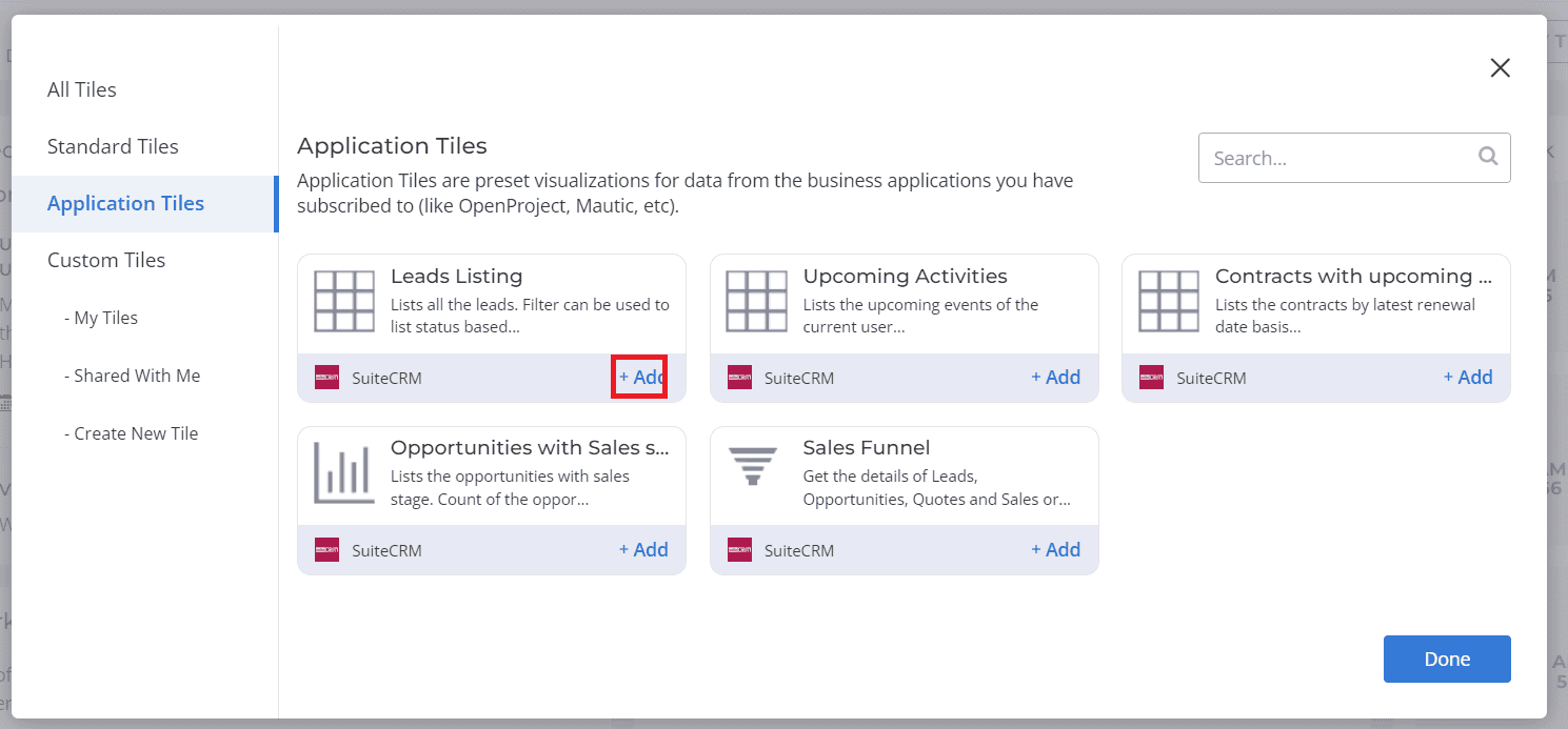 Application Tiles - InfinCE