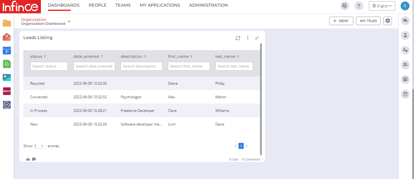 Application Tiles - InfinCE